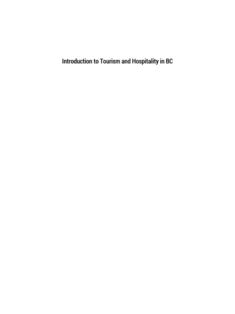 Introduction To Tourism Hospitality 1 | PDF | Tourism | British Columbia