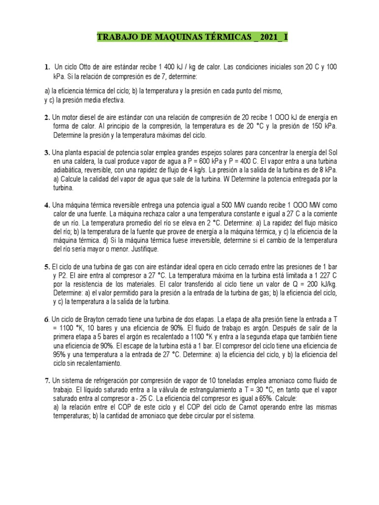 Análisis de Ciclos de Máquinas Térmicas | PDF | Temperatura | Calor