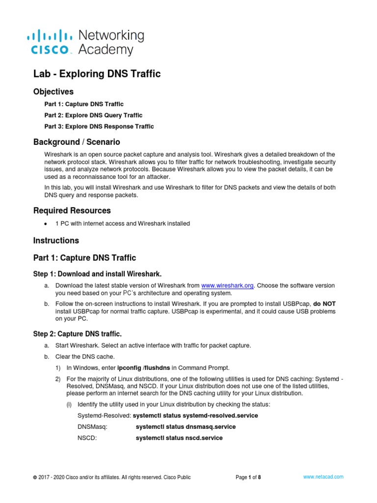 Exploring DNS Traffic with Wireshark | PDF | Domain Name System ...
