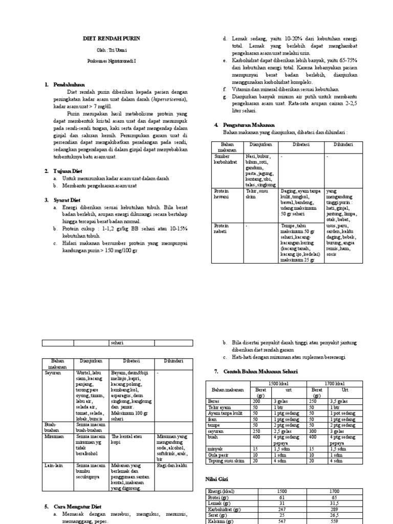 Diet Rendah Purin | PDF