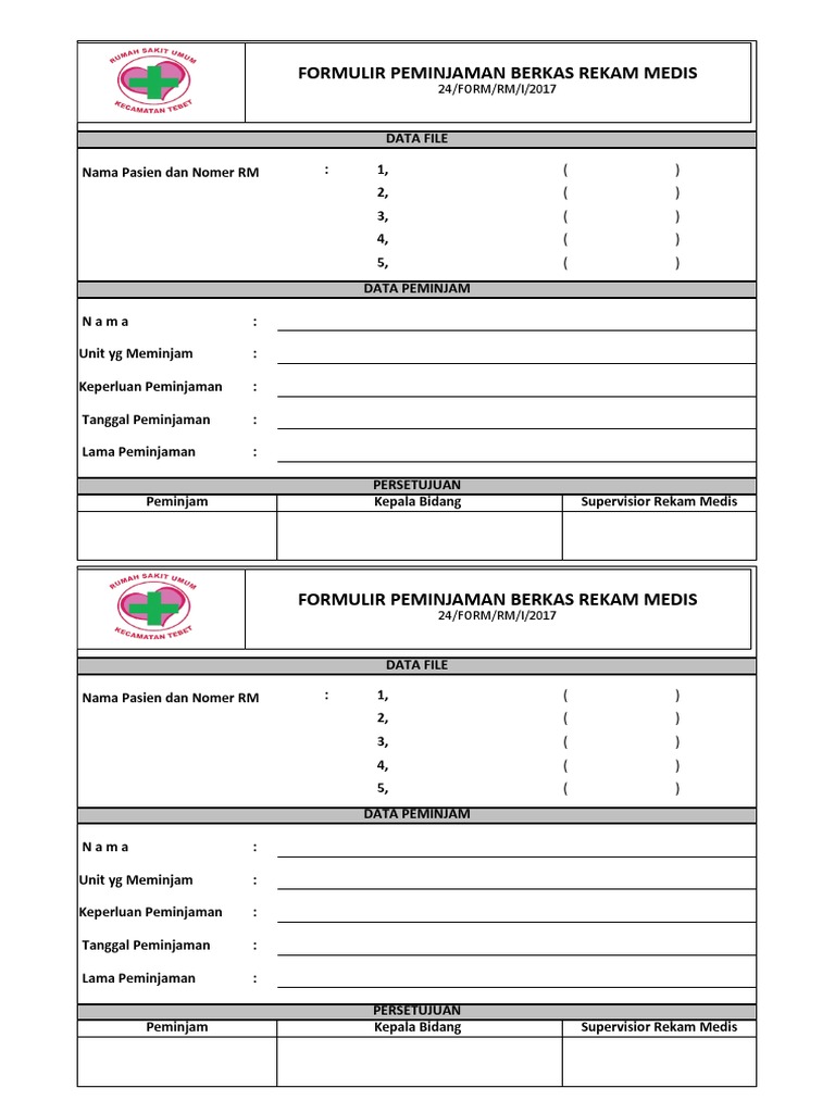 Form Peminjaman Rekam Medis | PDF