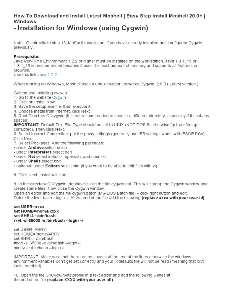How To Download and Install Latest Moshell | PDF | Computer File | Software