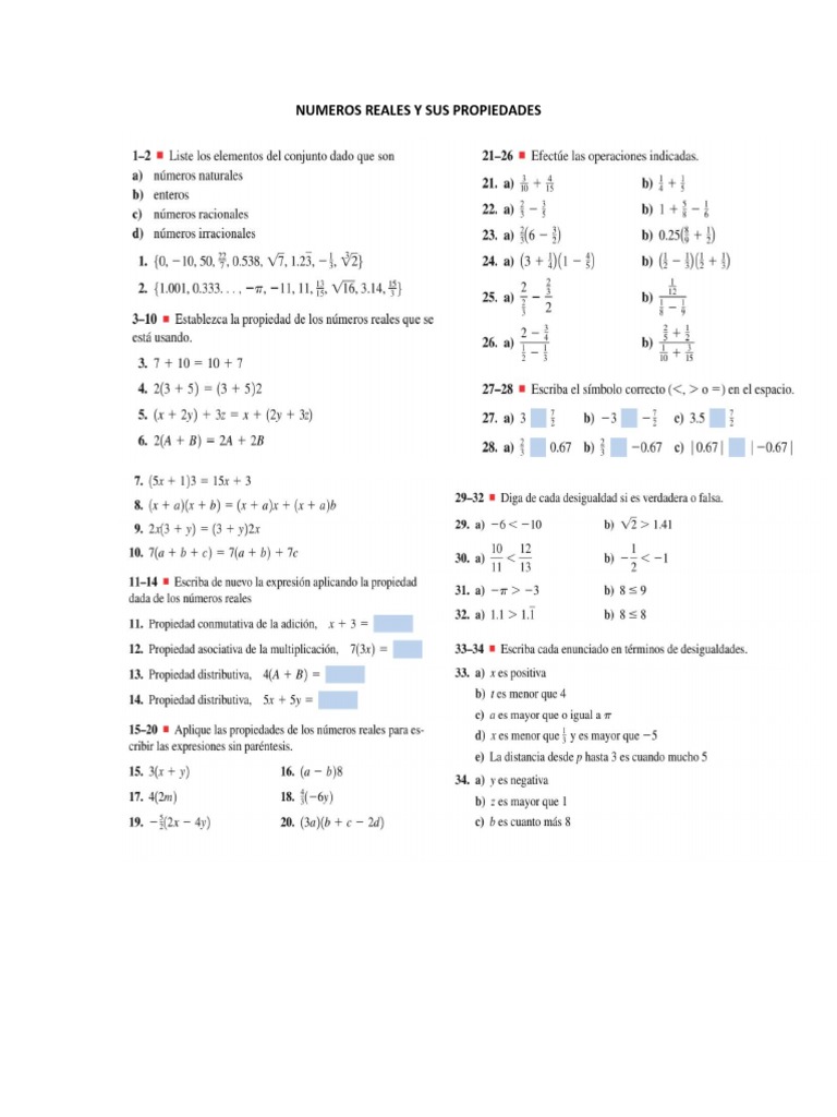 Propiedades de Números Reales | PDF