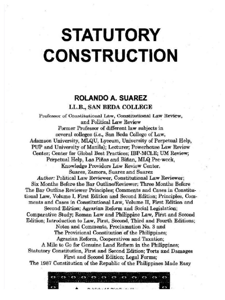 Statutory Construction by Rolando Suarez | PDF
