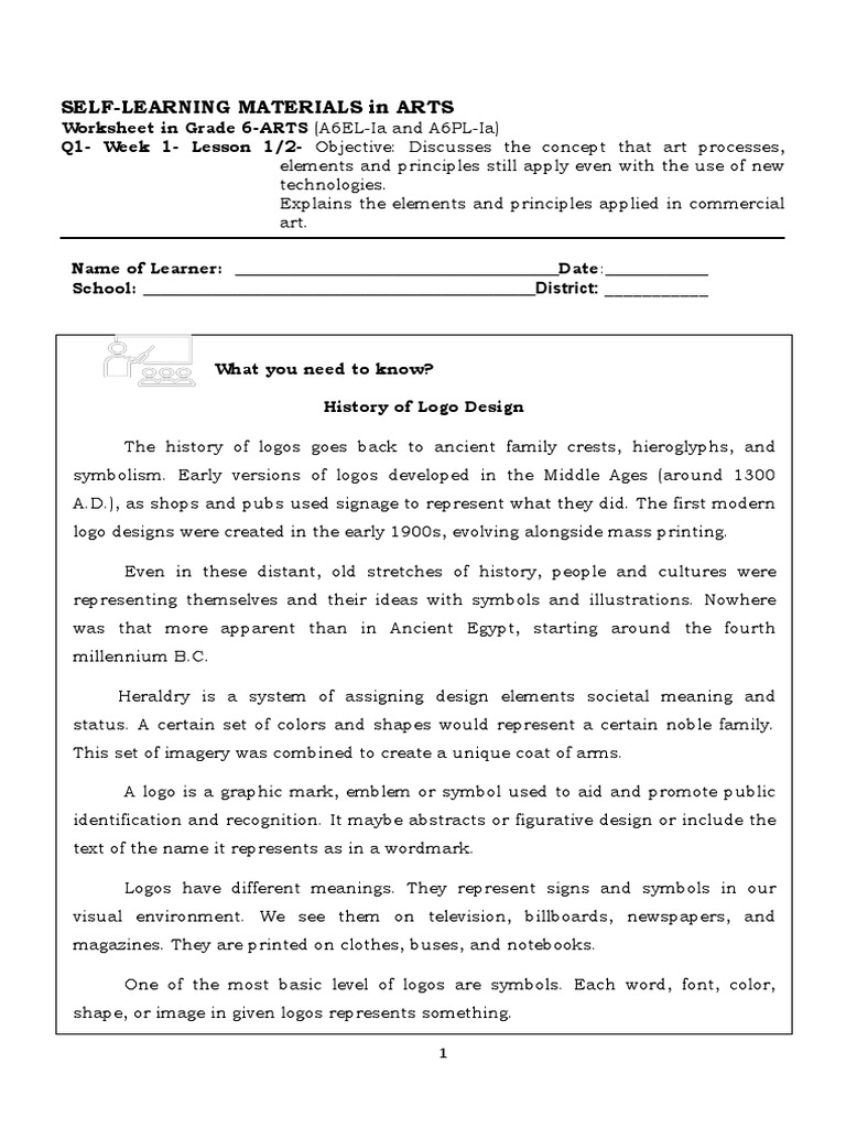 Self-Learning Materials in Arts | PDF | Shape | Aesthetics