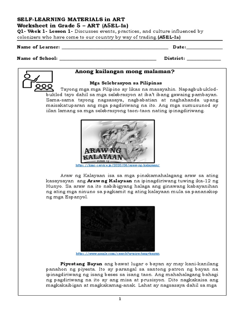Art 5 q1 Week 1 Final | PDF