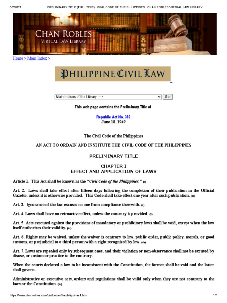 Civil Code Preliminary Title Art. 1-36 (RA 386) | PDF | Burden Of Proof (Law) | Lawsuit