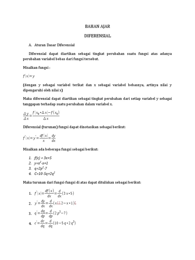 Aturan Dasar dan Rantai Diferensial | PDF | Sains & Matematika | Komputer