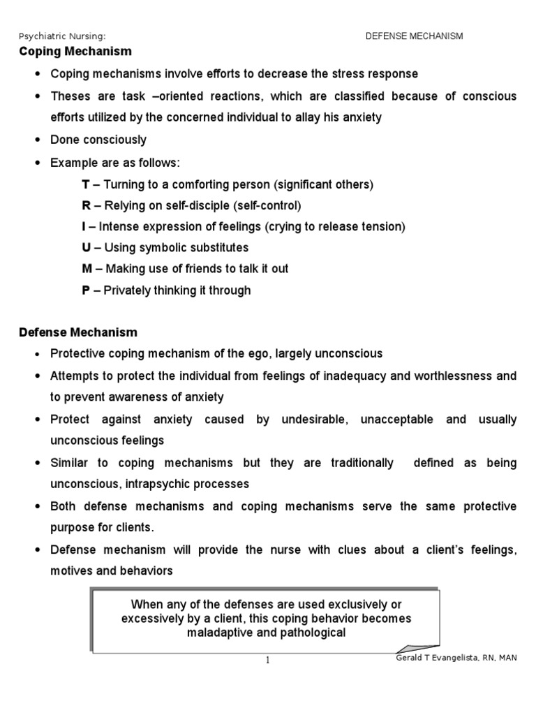 DEFENSE MECHANISM | Defence Mechanisms | Coping (Psychology)