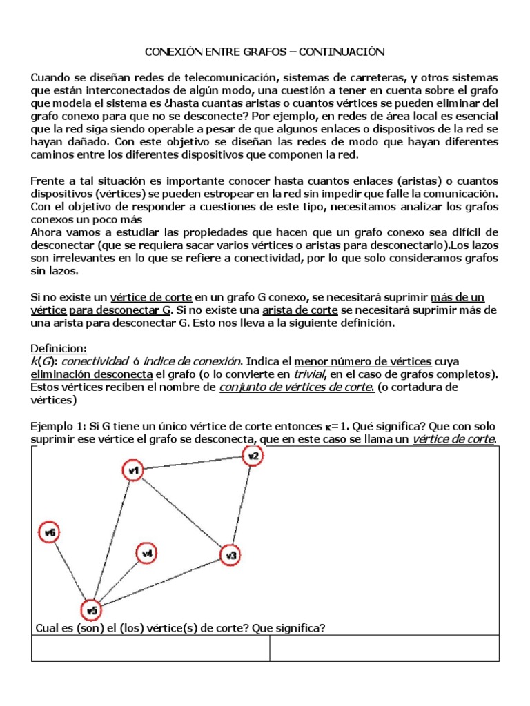 Conectividad en Grafos Conexos | PDF | Teoría de grafos | Vértice ...