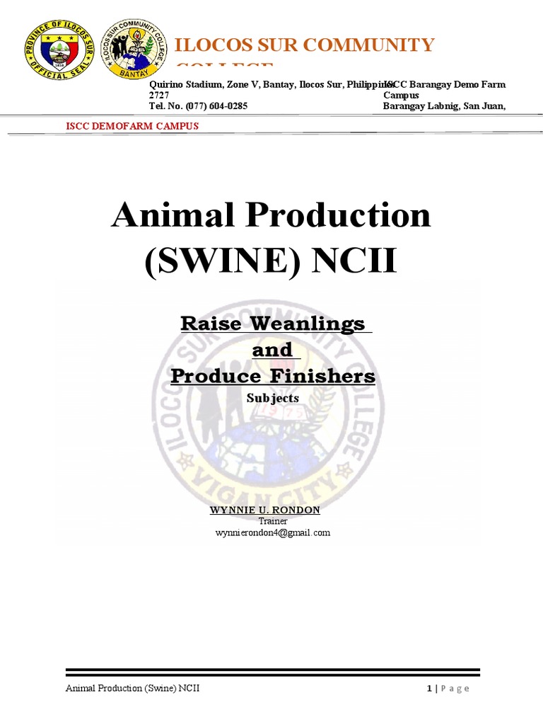 Animal Production Swine nc2 - 1st - 2nd Week of Module | PDF | Pig ...