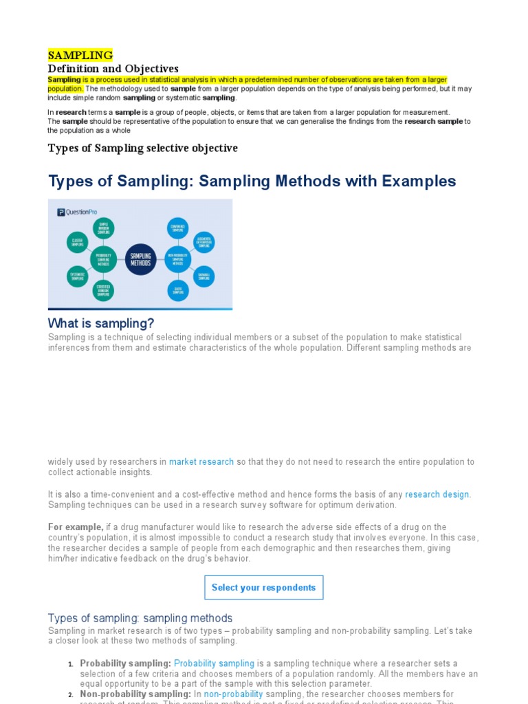Objectives and Types of Sampling | PDF | Sampling (Statistics) | Survey ...