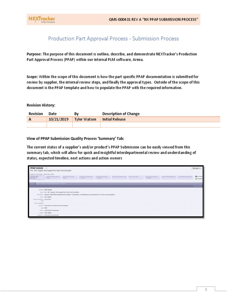 Production Part Approval Process - Submission Process | PDF | Business ...