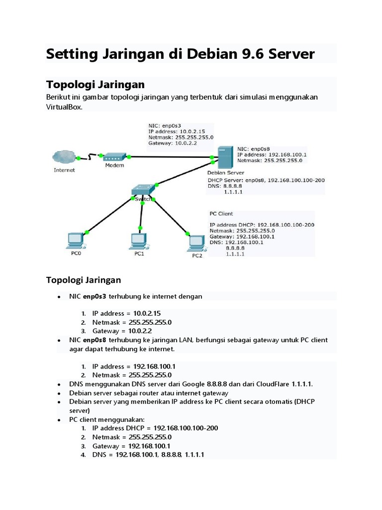 Setting Jaringan Di Debian 9 | PDF | Komputer