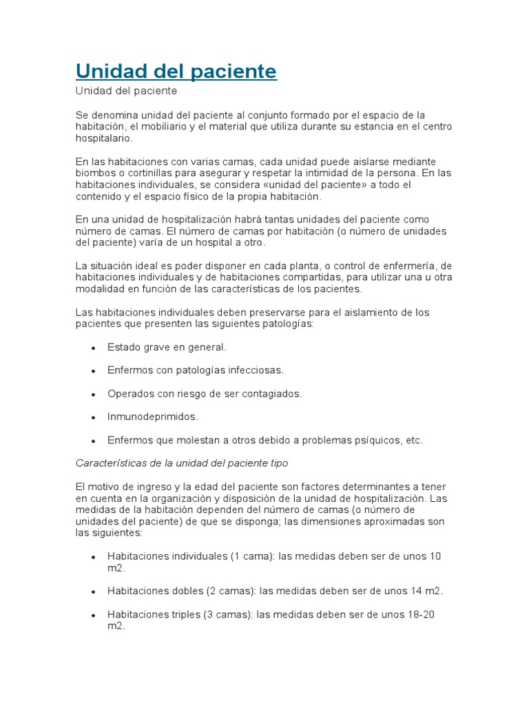 Unidad Del Paciente | PDF | Temperatura | Hospital
