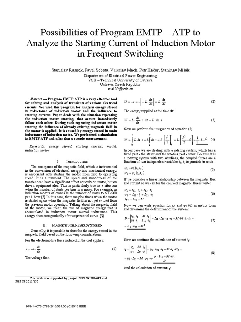 Induction Motor Starting Analysis | PDF | Electric Motor ...
