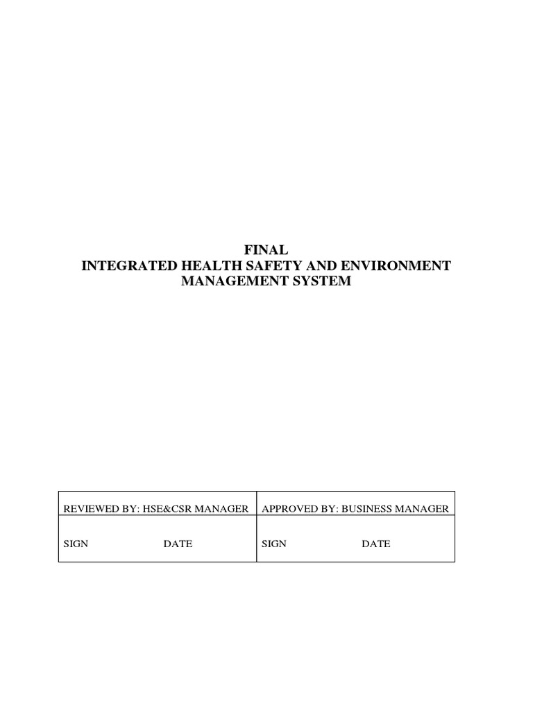 Final Integrated HSE Management System DS Review 14012016 | PDF ...