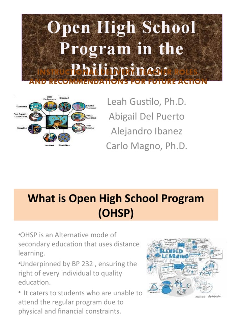 Open High School Program in The Philippines:: Leah Gustilo, Ph.D ...
