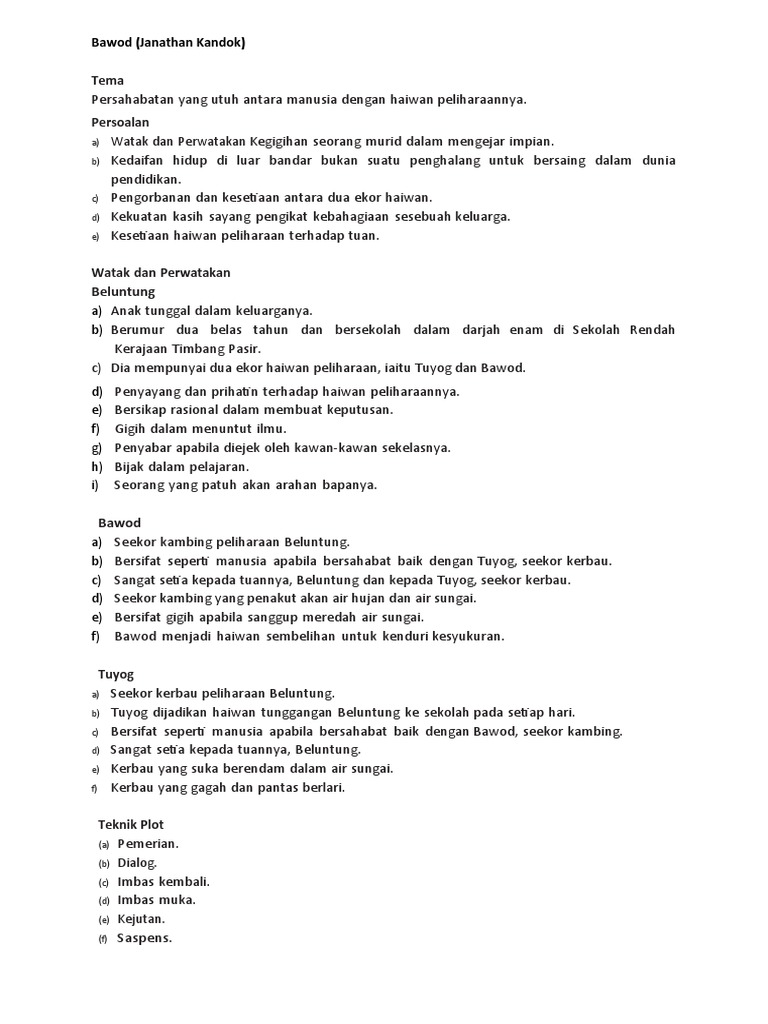 Nota Cerpen Bawod | PDF