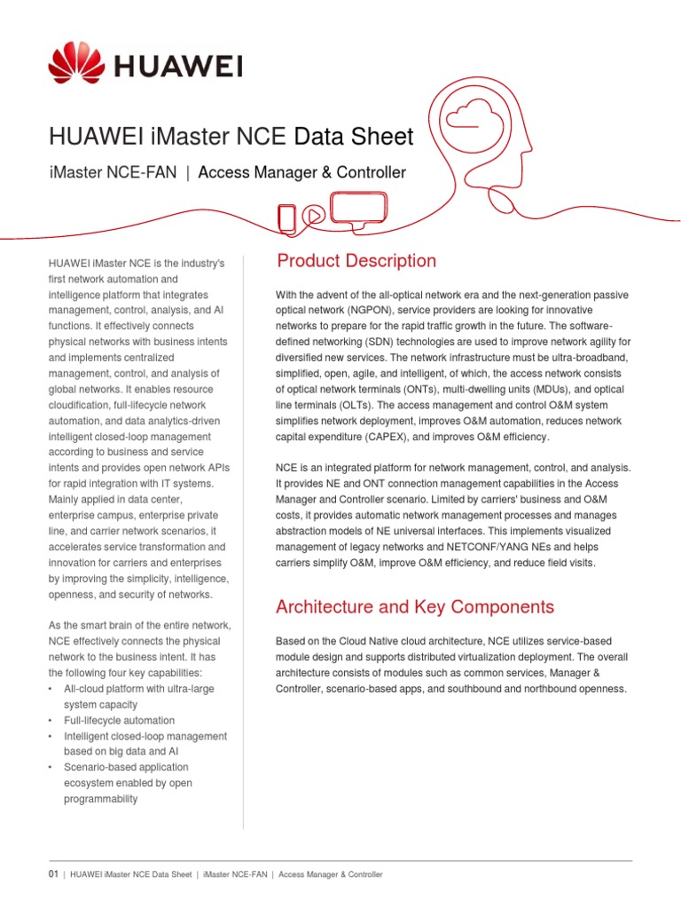 Huawei IMaster NCE-FAN Datasheet | PDF | Computer Network | Fiber To The X