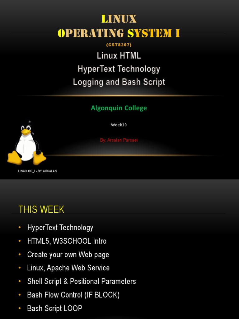 Week 10 - Lect9 - Shell Script - HTML - Shell Intro - ST-Ver | PDF ...