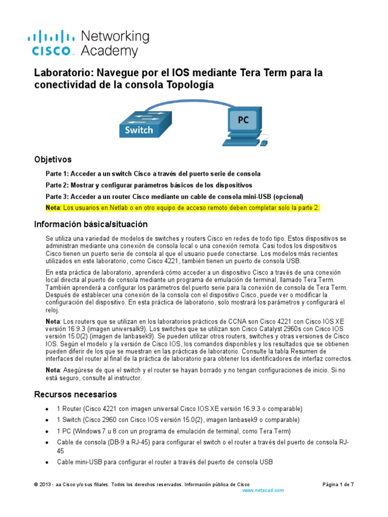 2.3.8 Lab - Navigate The IOS by Using Tera Term For Console Connectivity | PDF | USB | Interfaz ...