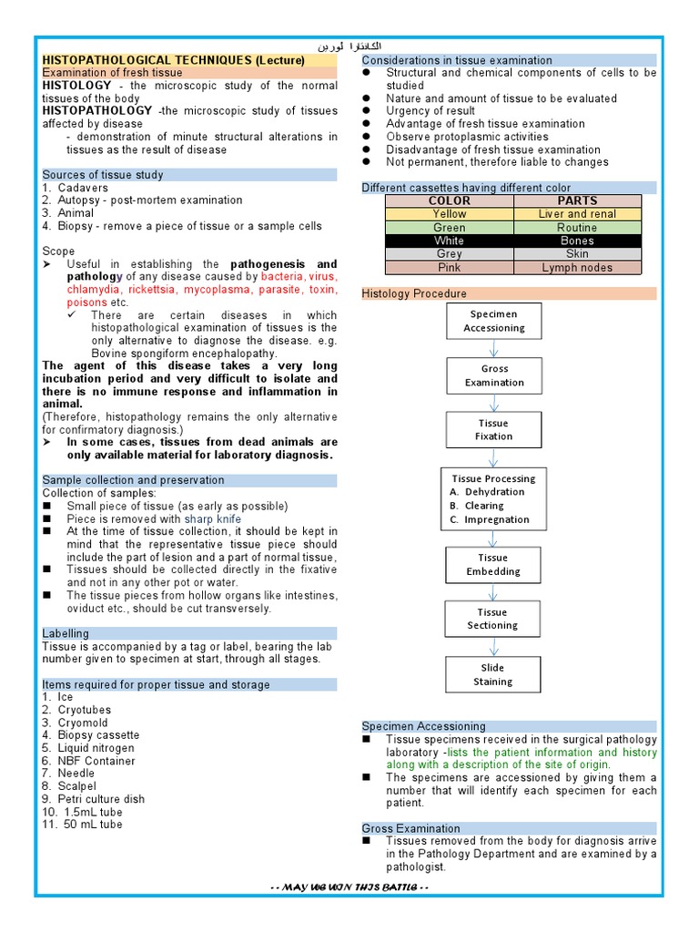 HISTOPATHOLOGICAL TECHNIQUES Lec | PDF | Fixation (Histology) | Histology