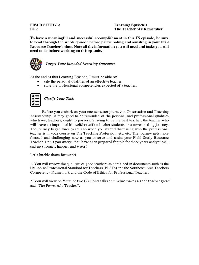 Module 1-Learning Episode 1 | PDF | Teachers | Lesson Plan