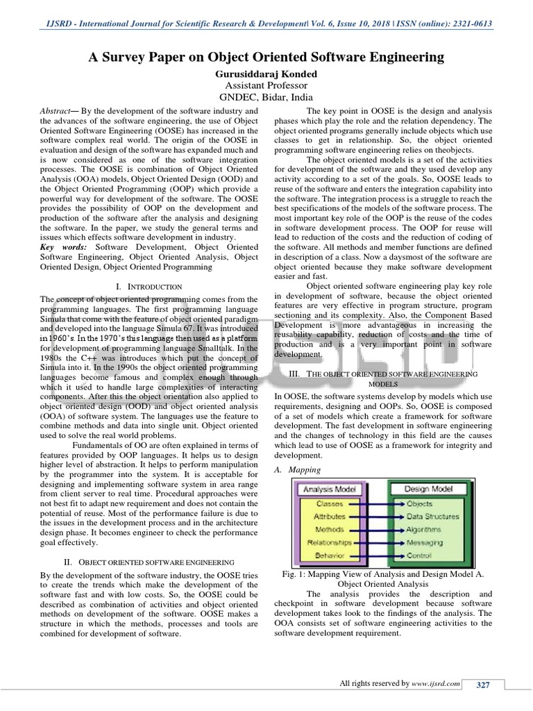 A Survey Paper On Object Oriented Software Engineering: Gurusiddaraj ...