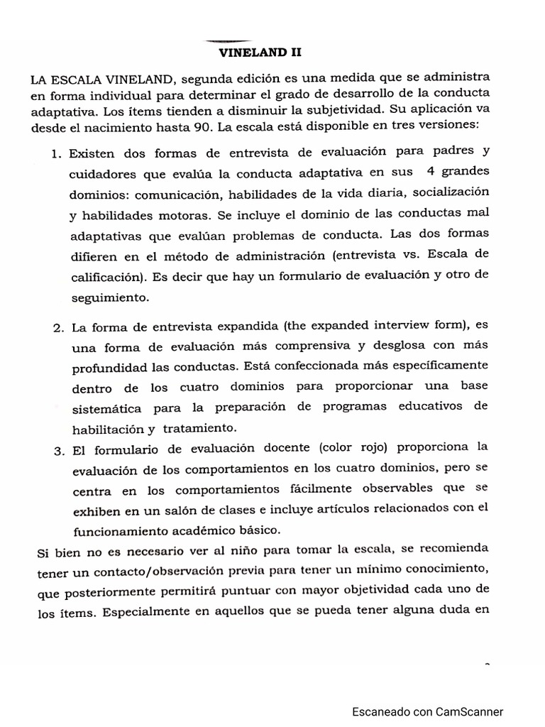 Traduccion Vineland II | PDF