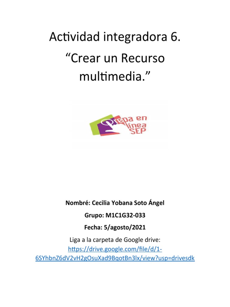 Actividad Integradora 6. "Crear Un Recurso Multimedia." | PDF | Juegos y actividades