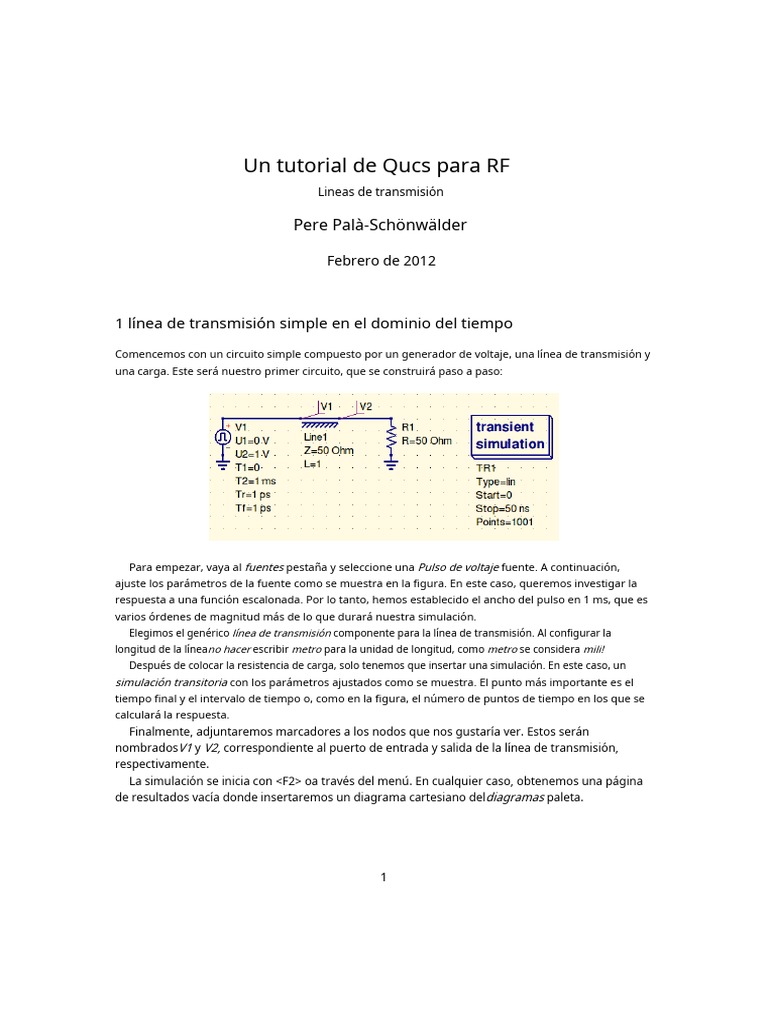 Qucs - Tutorial - Ltx. en Español | PDF | Impedancia eléctrica | Línea de transmisión
