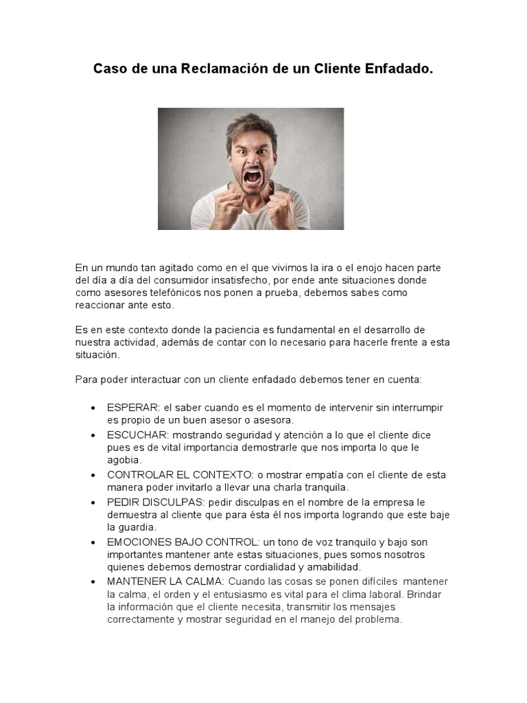 Caso de Una Reclamacion de Un Cliente Enfadado | PDF | Cliente
