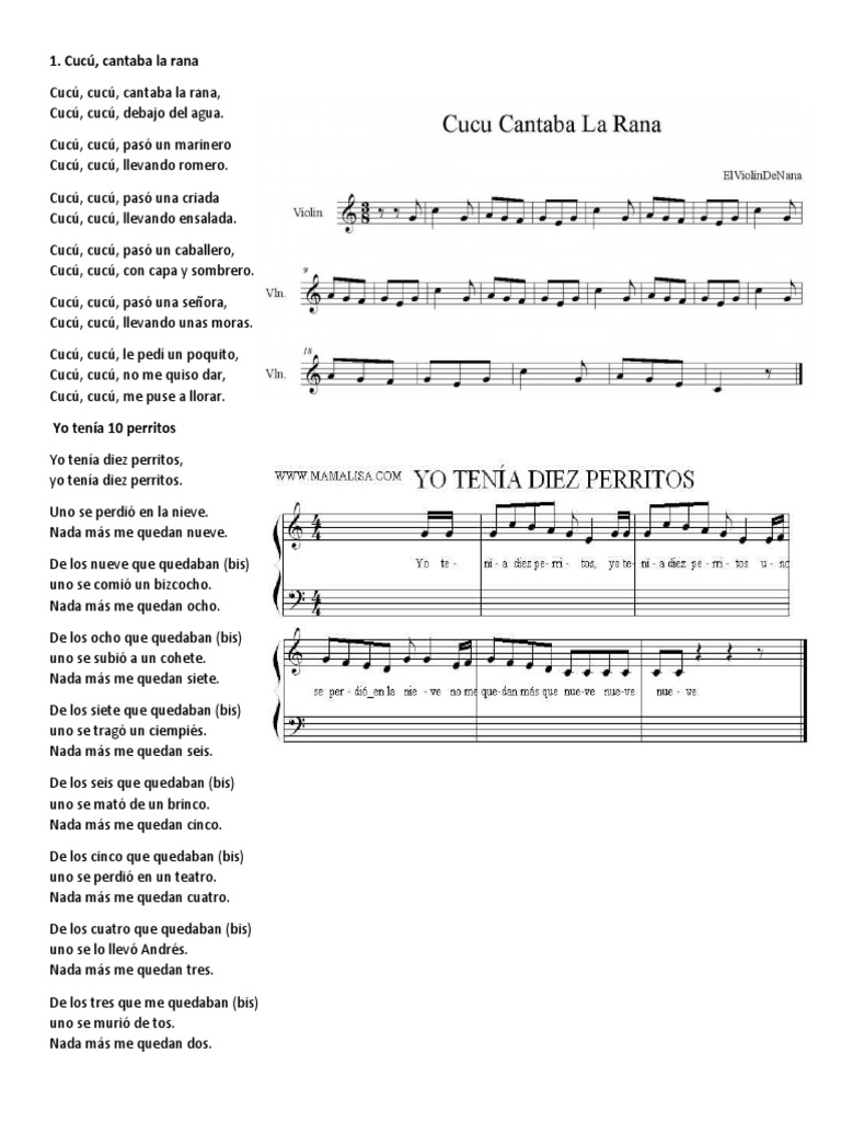 Canciones Con Sus Pentagramas | PDF