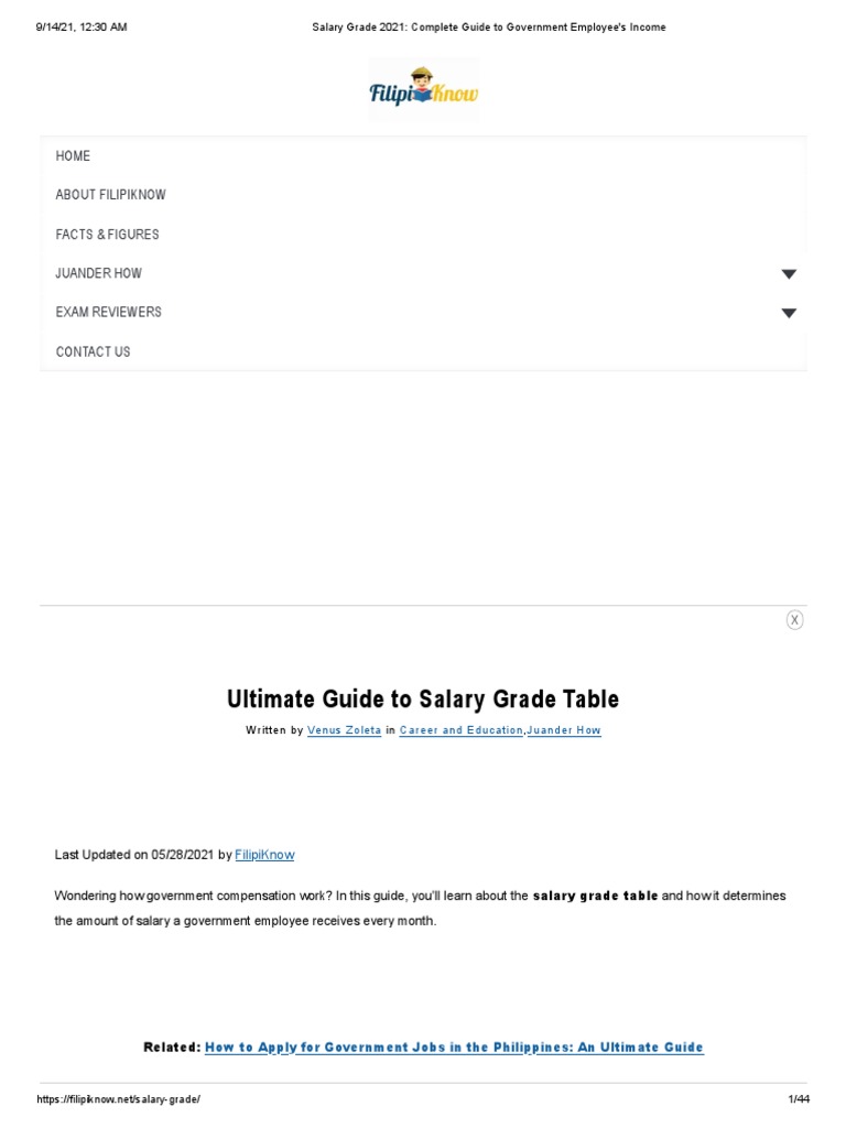 Salary Grade 2021 - Complete Guide To Government Employee's Income ...