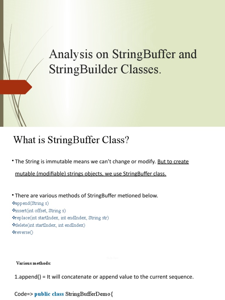 Aman Kant Sudhanshu - Analysis On StringBuffer and StringBuilder Classes | PDF | String ...