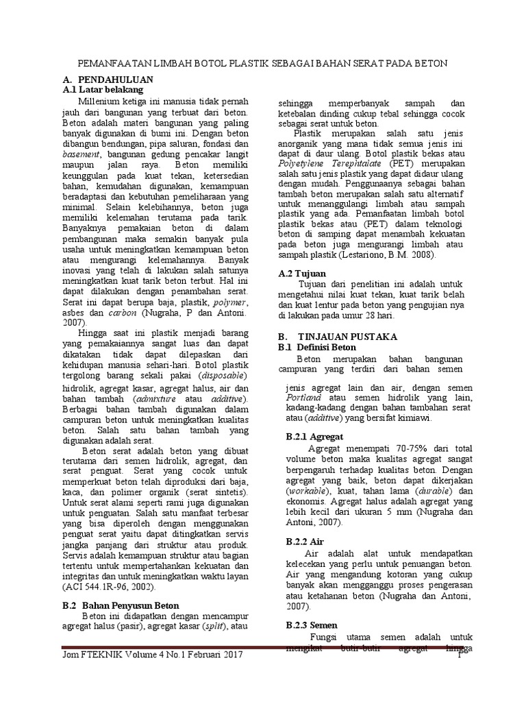 Pemanfaatan Limbah Botol Plastik Sebagai | PDF