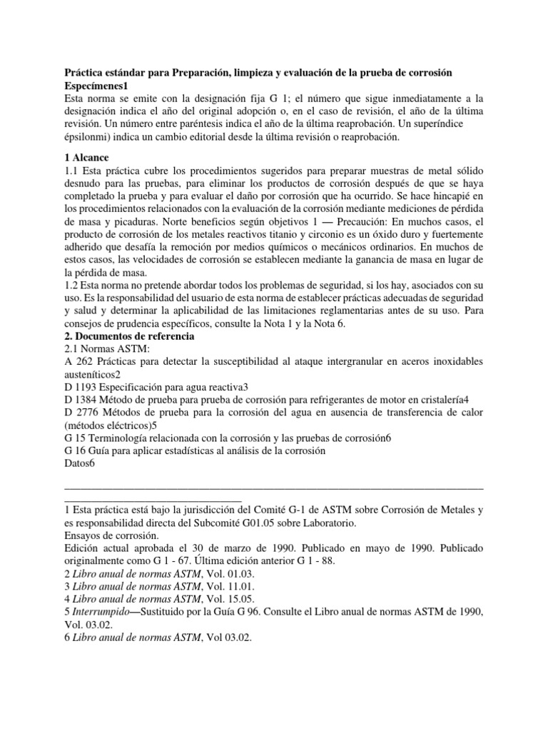 Astm G1 | PDF | Corrosión | Reactivo