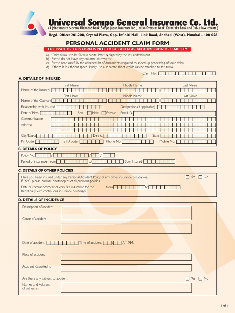 USGICL - Accidental Insurance - Common Claim Form | PDF | Insurance ...