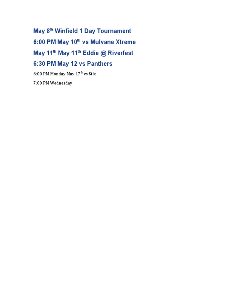 Softball Schedule | PDF