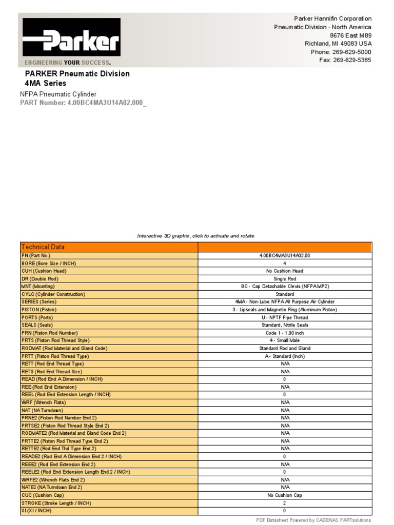 PARKER Pneumatic Division 4MA Series | PDF | Piston | Propulsion