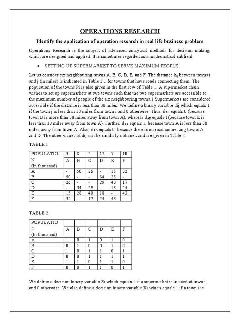 Operations Research: Identify The Application of Operation Research in ...