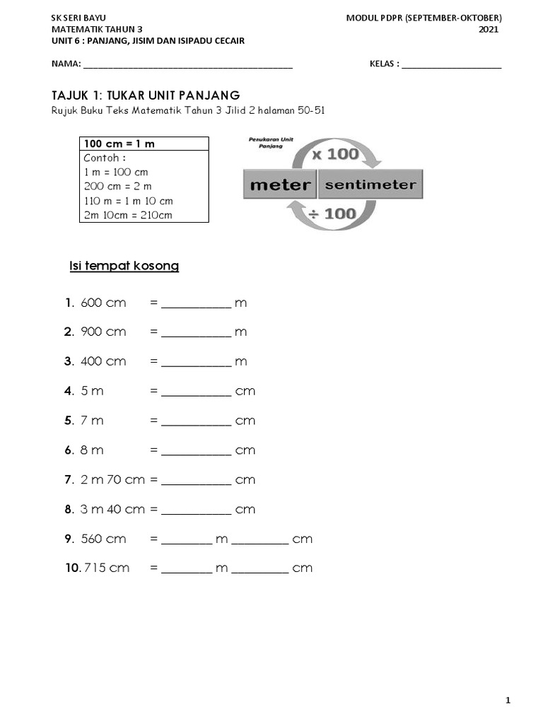 Latihan Matematik Tahun 3: Jisim dan Isipadu | PDF