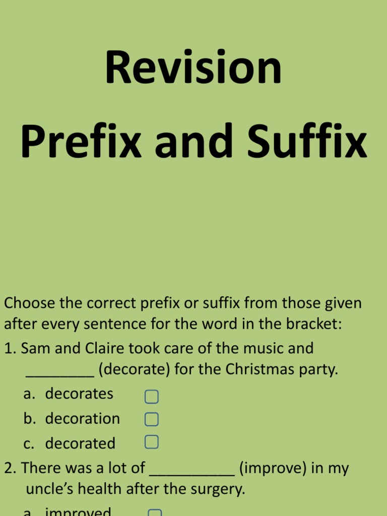 Revision - Prefix and Suffix | PDF