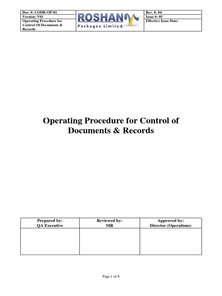 Control Documents & Records Procedure | PDF | Computer File | Document