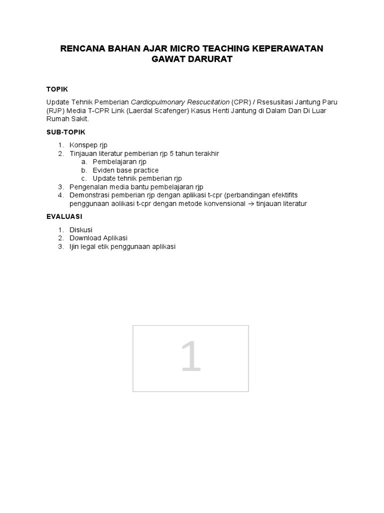 Rencana Bahan Ajar Micro Teaching Keperawatan Gawat Darurat | PDF