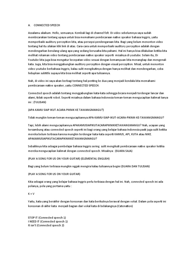 Connected Speech | PDF