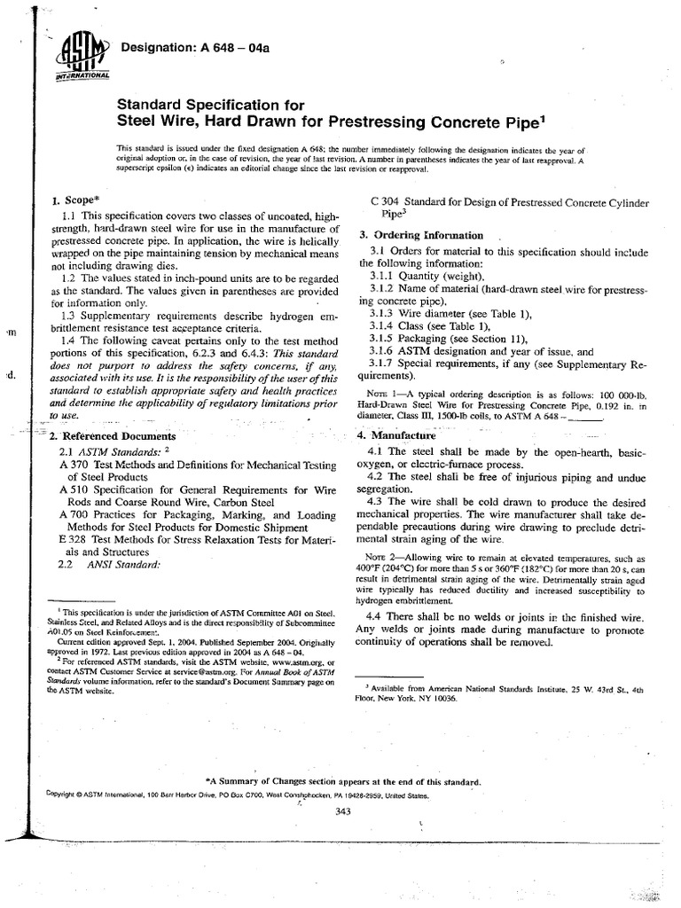 ASTM - A 648-04a | PDF
