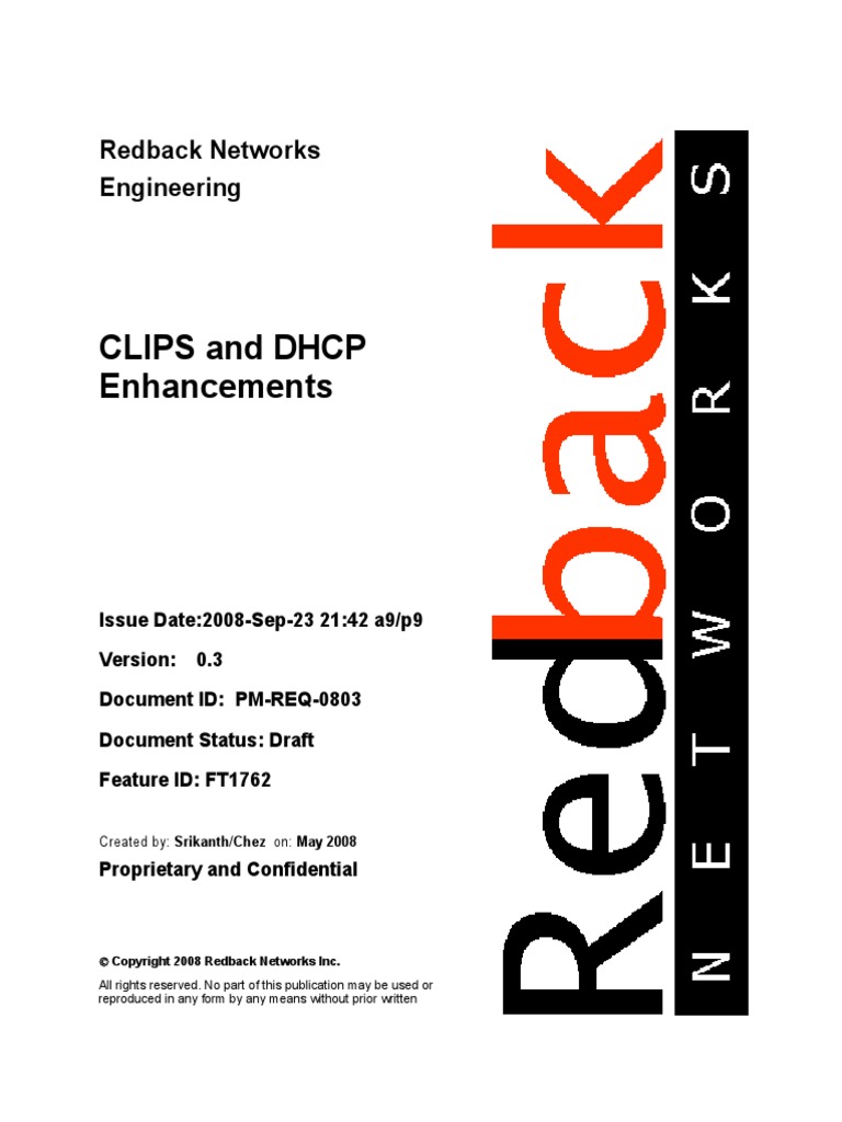 Clips and DHCP Enhancements: Redback Networks Engineering | PDF ...
