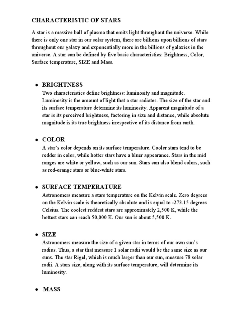 Brightness: Characteristic of Stars | PDF | Stars | Apparent Magnitude